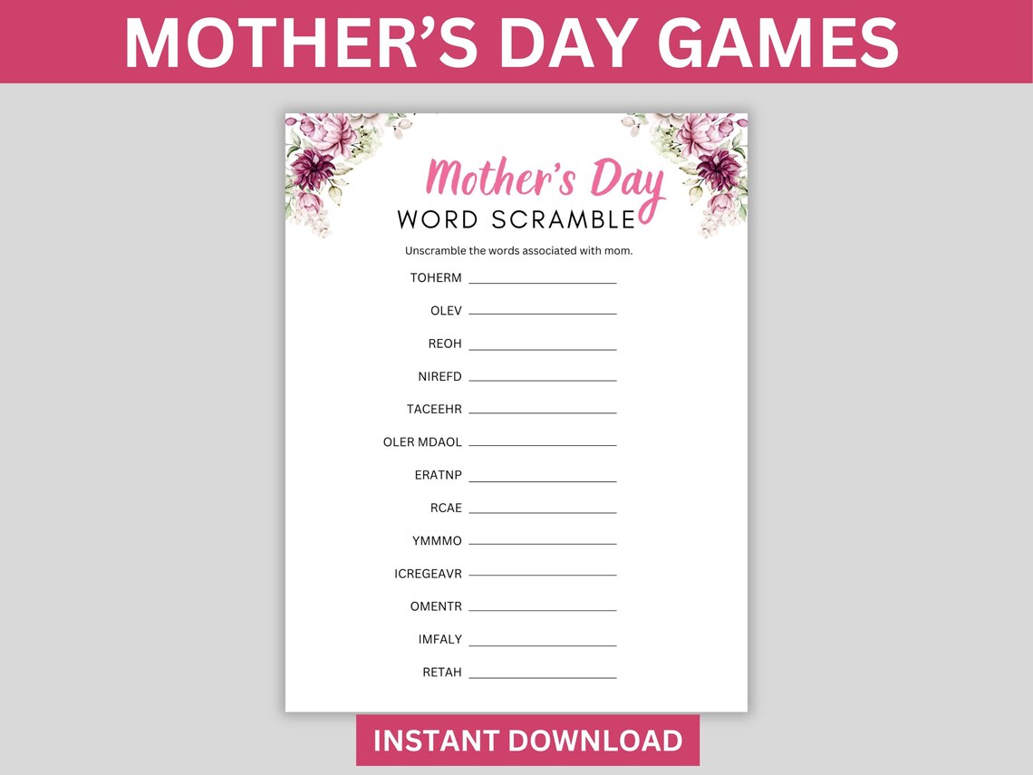 Mother's Day Game Bundle, Printable Mother's Day Games, Mother's Day ...
