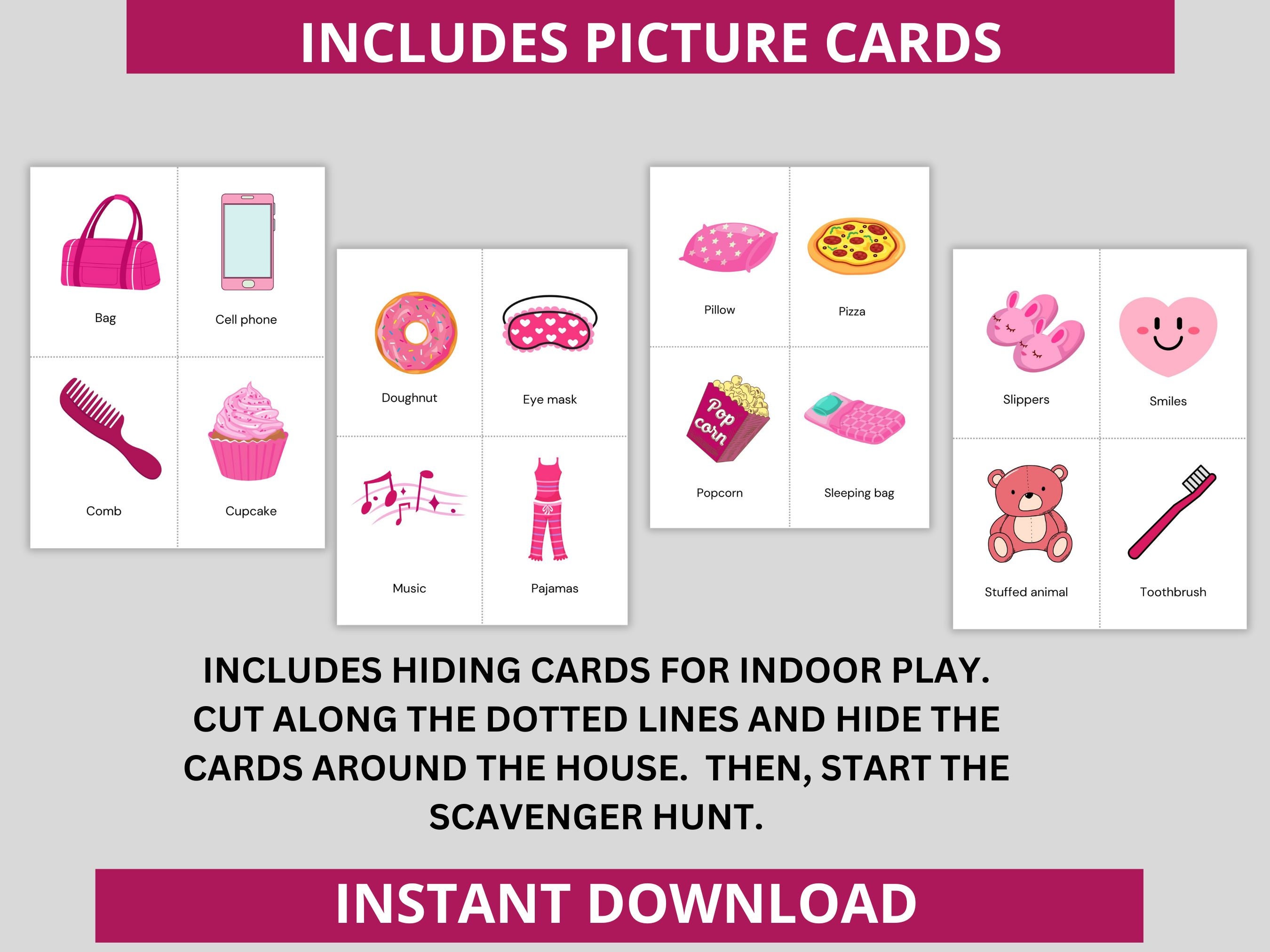 Sleepover Scavenger Hunt for Kids, Slumber Party Scavenger Hunt, Pajama ...