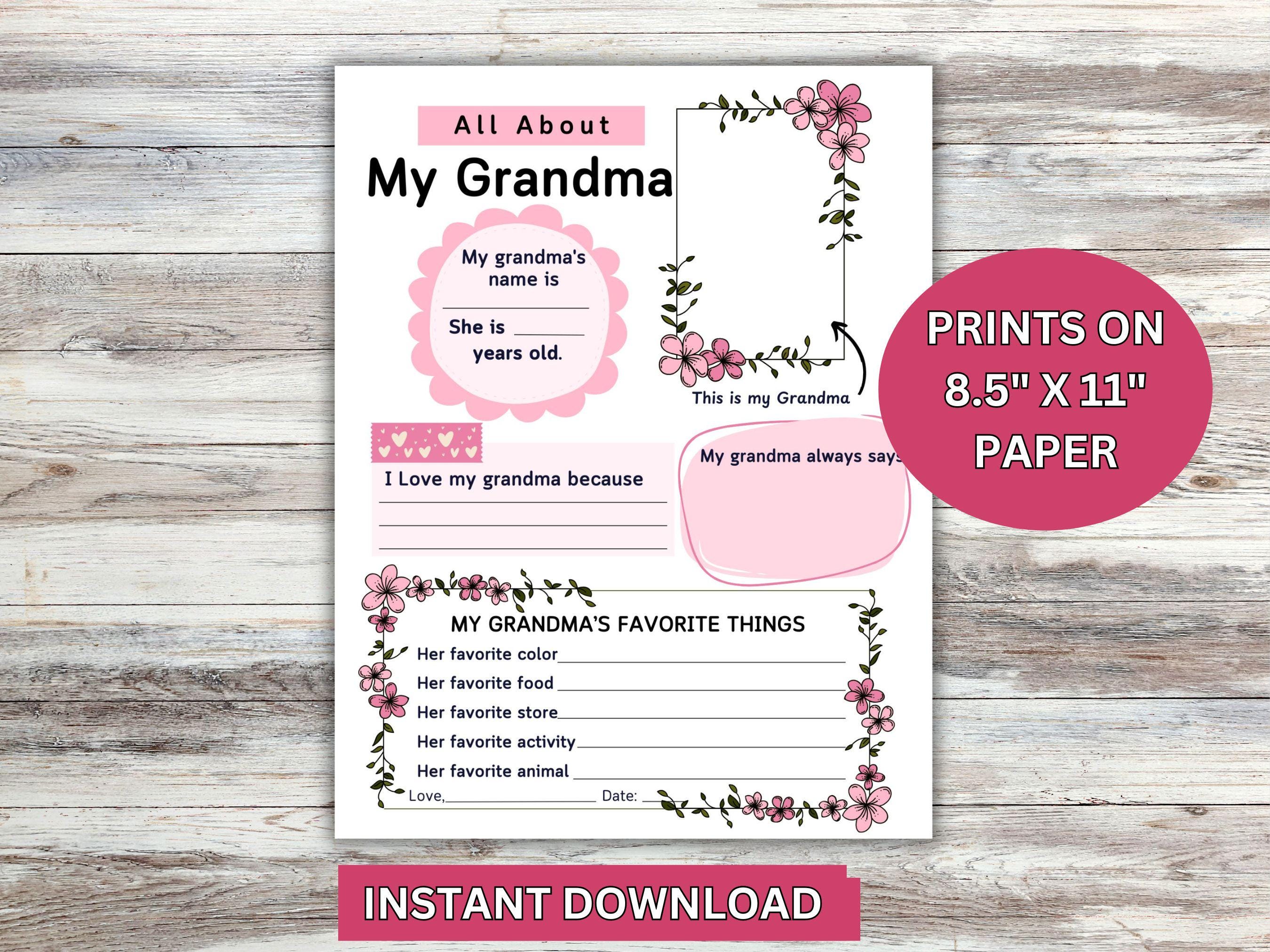 All About My Grandma, All About Grandma Questionnaire, Grandparent's ...