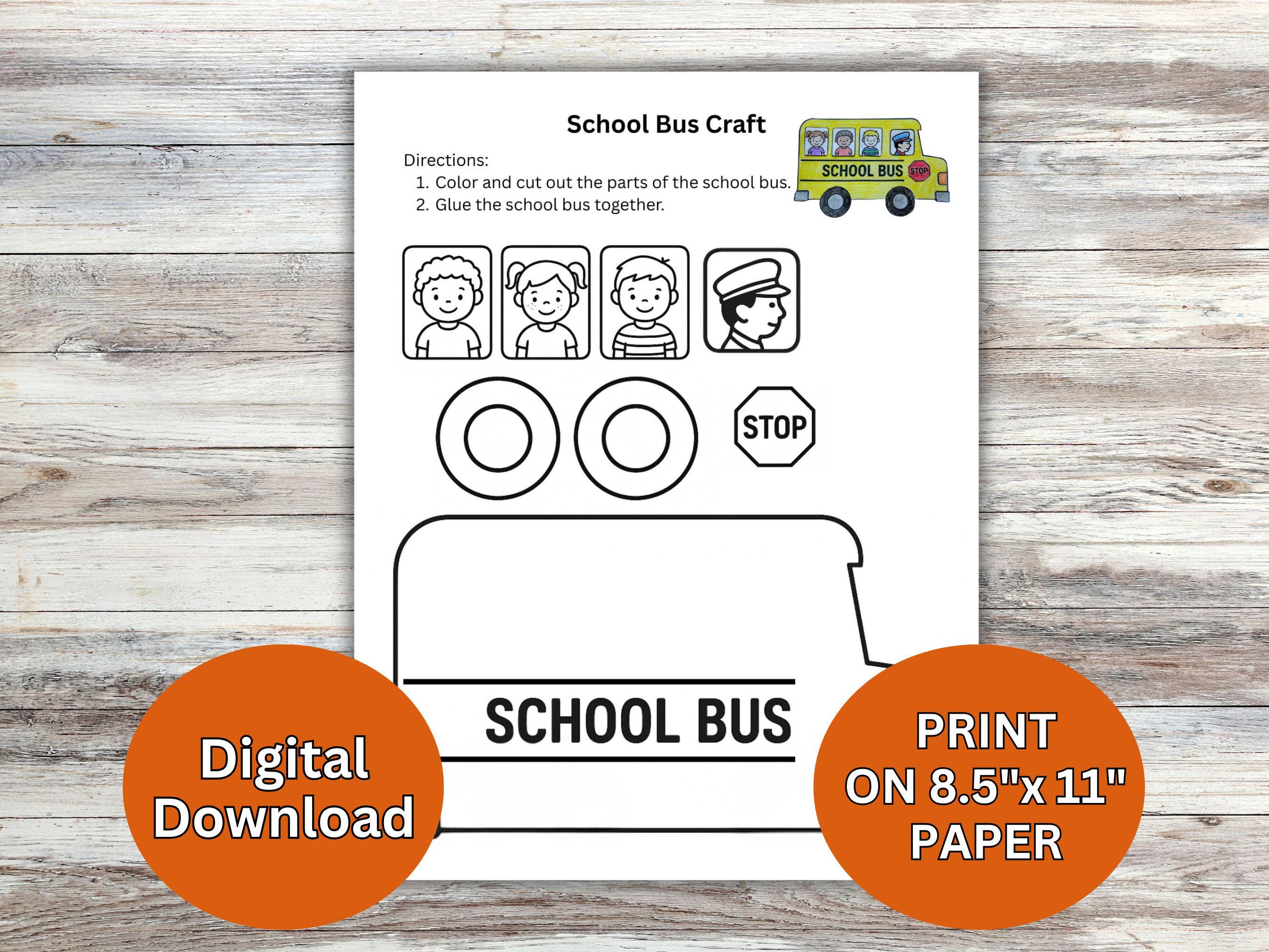School Bus Craft: Printable Color, Cut & Paste Activity (PDF) - Etsy