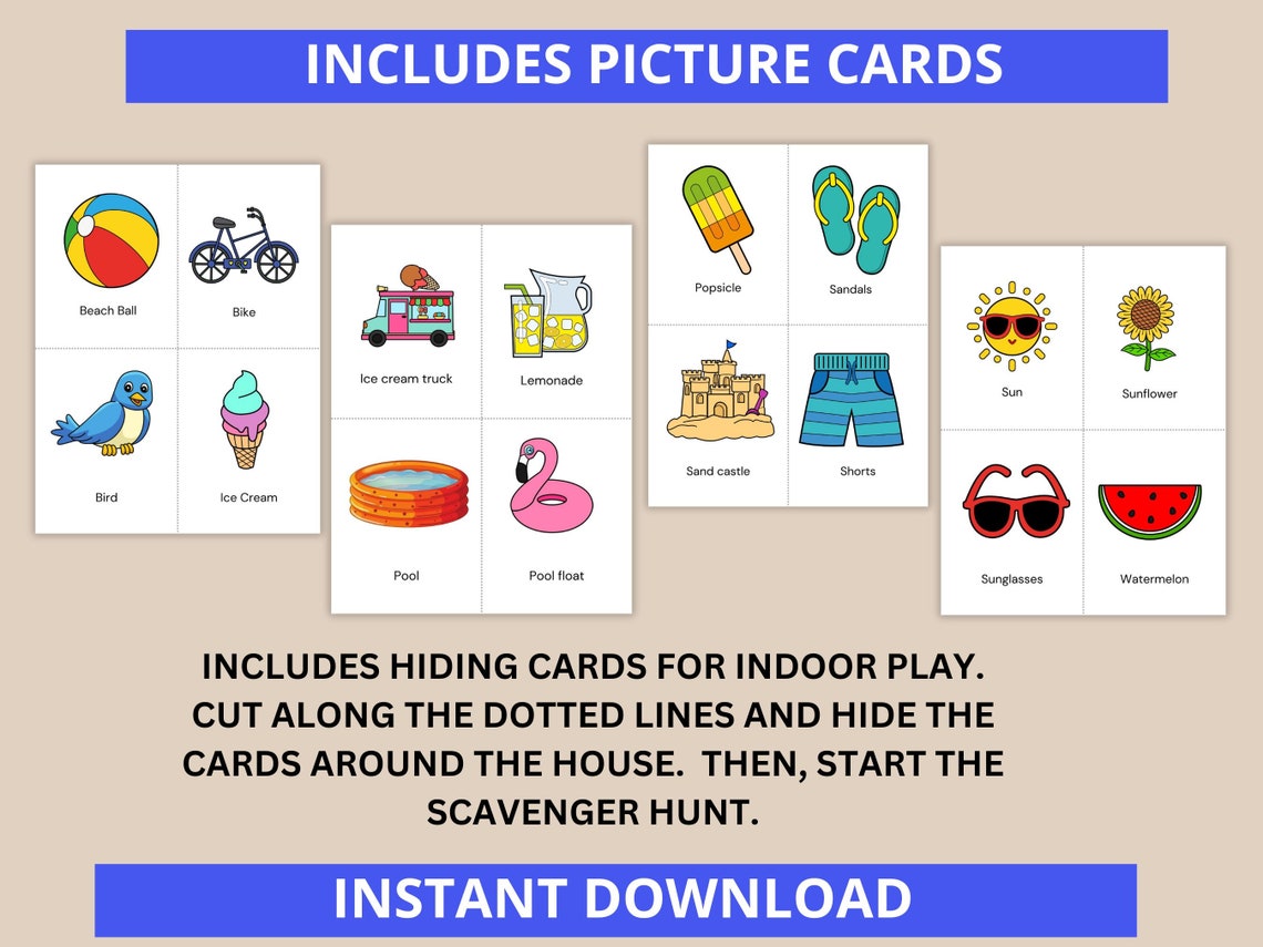 Summer Scavenger Hunt, Printable Summertime Scavenger Hunt, Summer Game ...