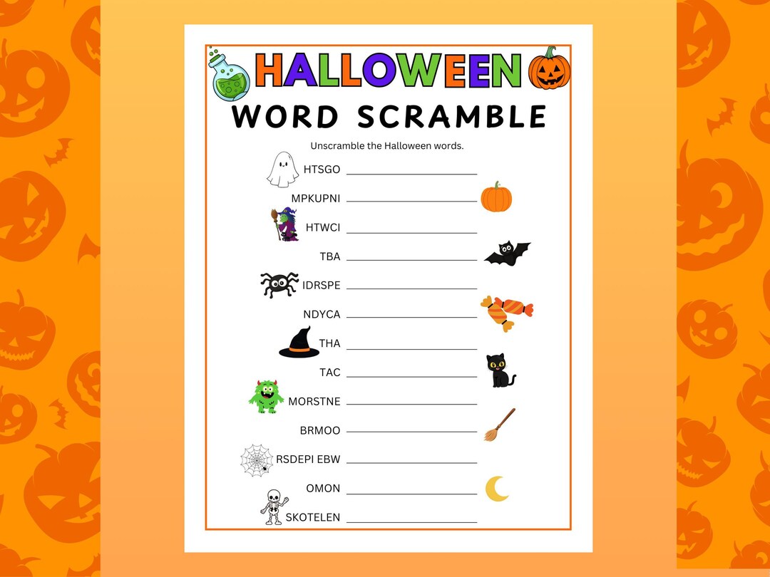 Halloween Word Scramble Game, Printable Halloween Activity for Kids ...