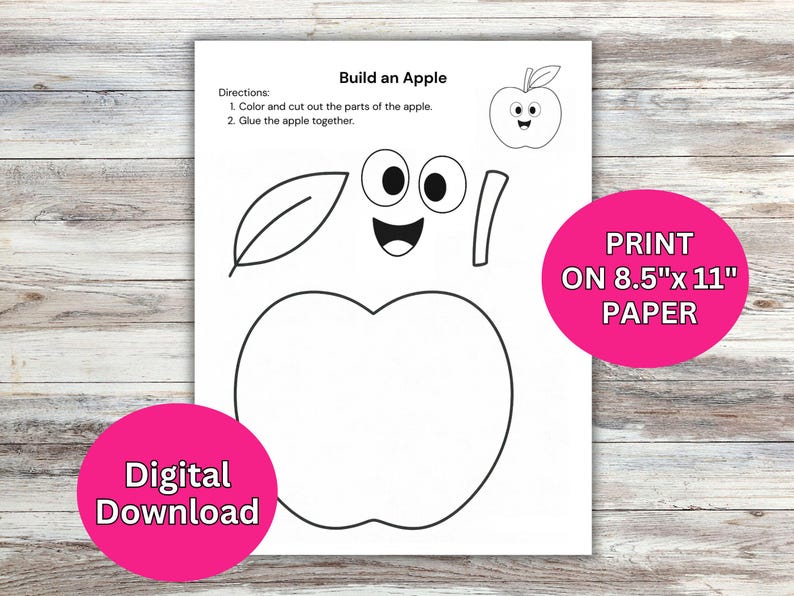 Build an Apple Craft: Printable Fall Activity for Kids - Etsy
