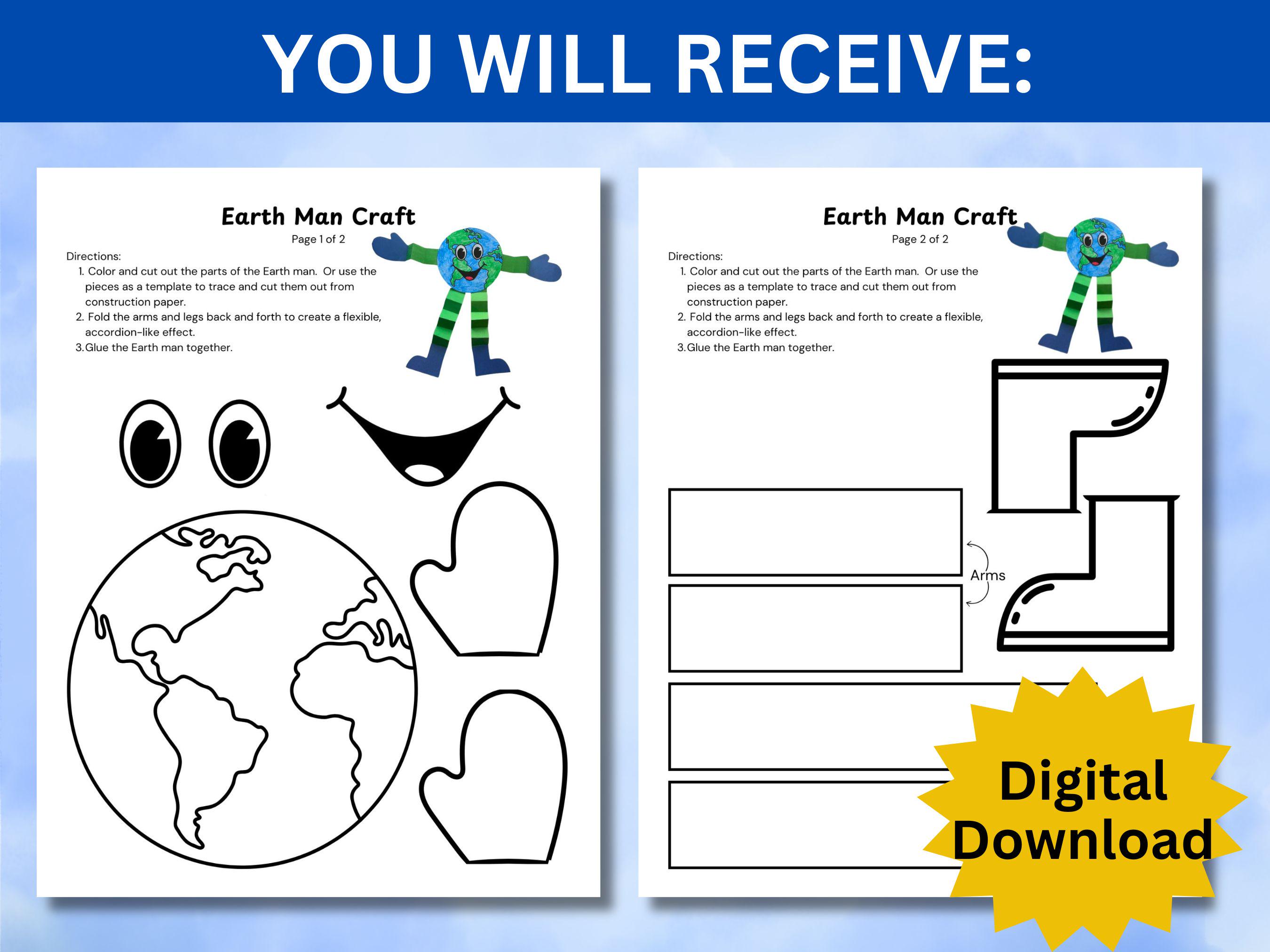 Earth Day Man Craft: Fun Kids Activity for Kids, Classroom Project ...