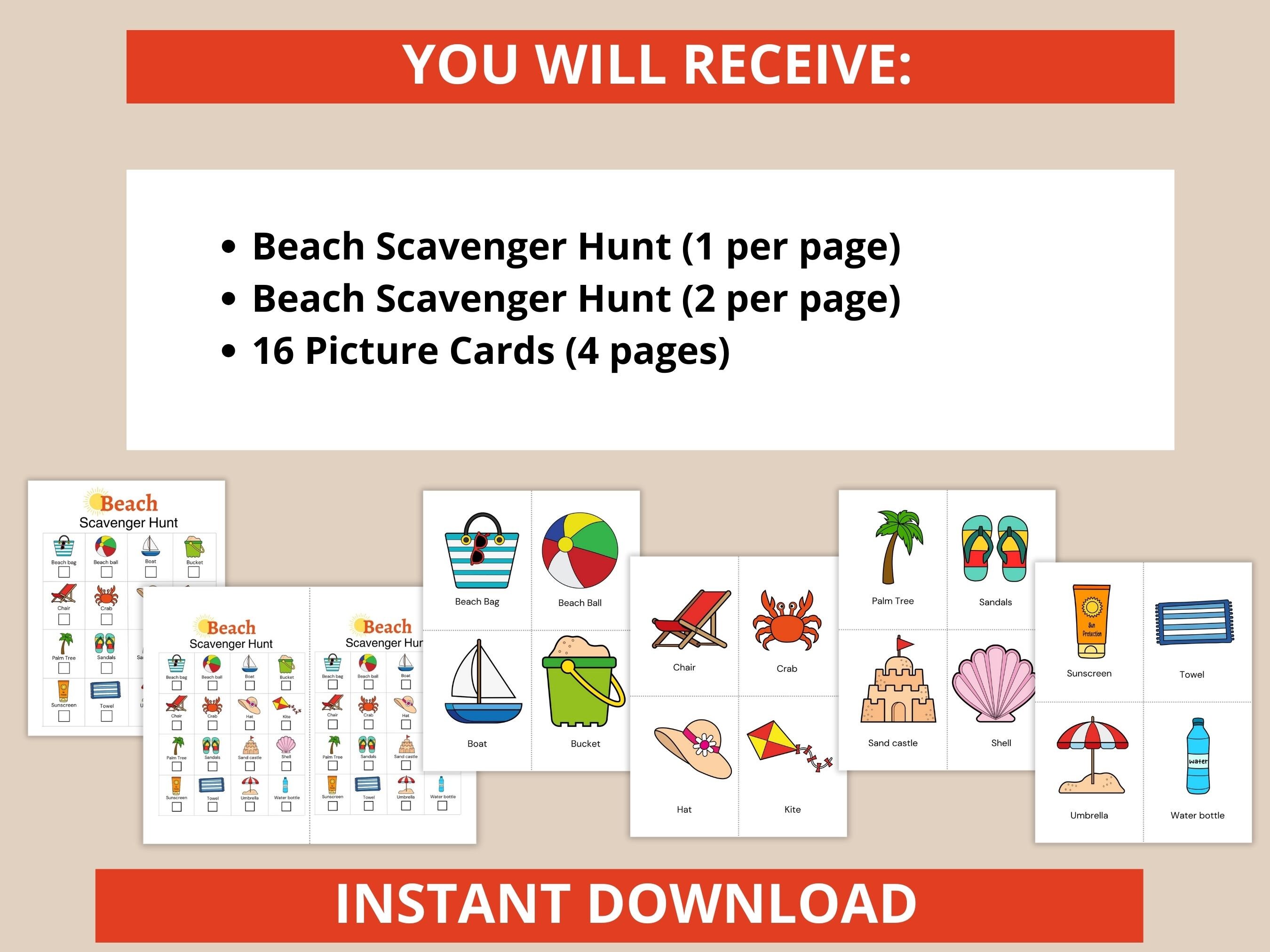Beach Scavenger Hunt, Summer Scavenger Hunt, Printable Outdoor ...