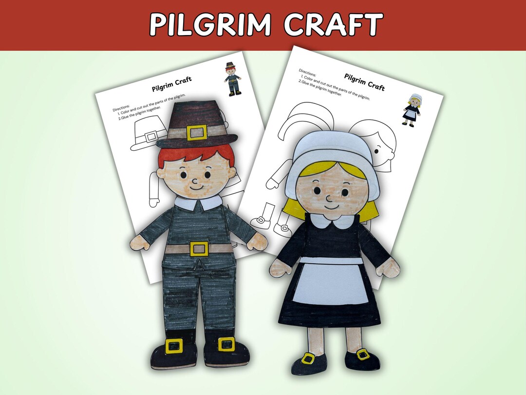 Pilgrim Craft for Kids: Printable Thanksgiving Activity - Etsy