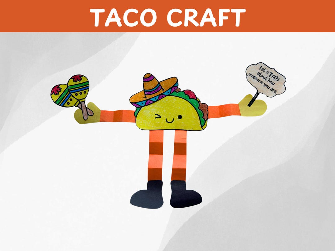 Taco Person Craft: Cinco De Mayo Coloring Activity (PDF Pattern) - Etsy