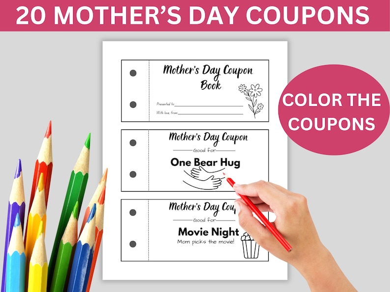 Mother's Day Coupon Book Printable Mother's Day Coupons, Mother's Day ...