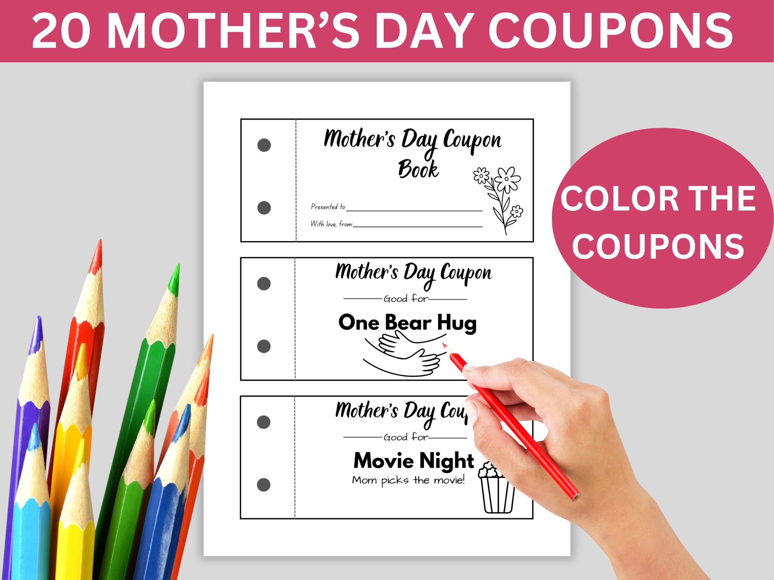 Mother's Day Coupon Book Printable Mother's Day Coupons, Mother's Day ...