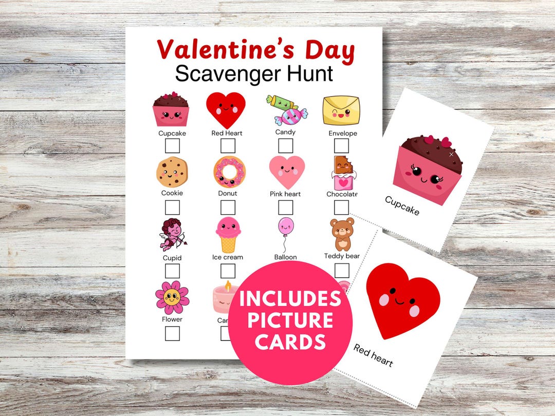 Valentine's Day Scavenger Hunt Game: Kids Classroom Activity (digital ...
