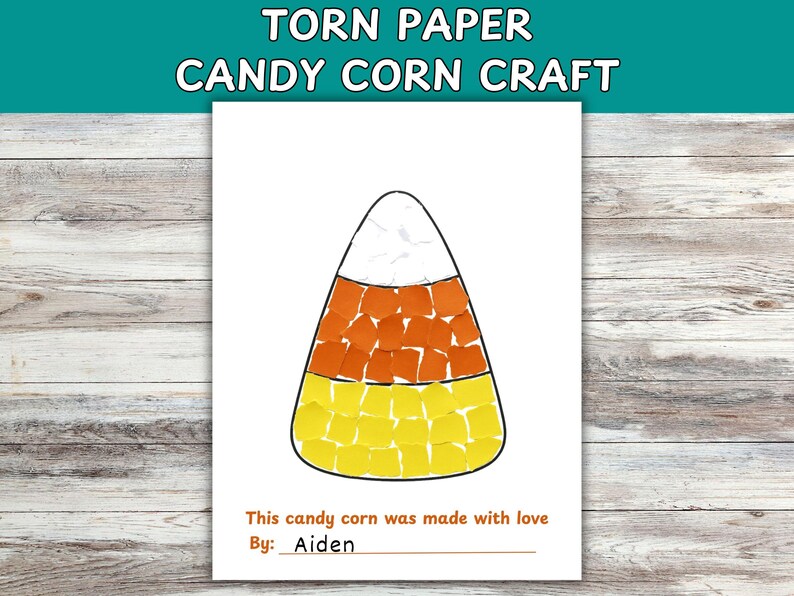 Torn Paper Candy Corn Craft Printable – Easy Halloween Craft for Kids ...