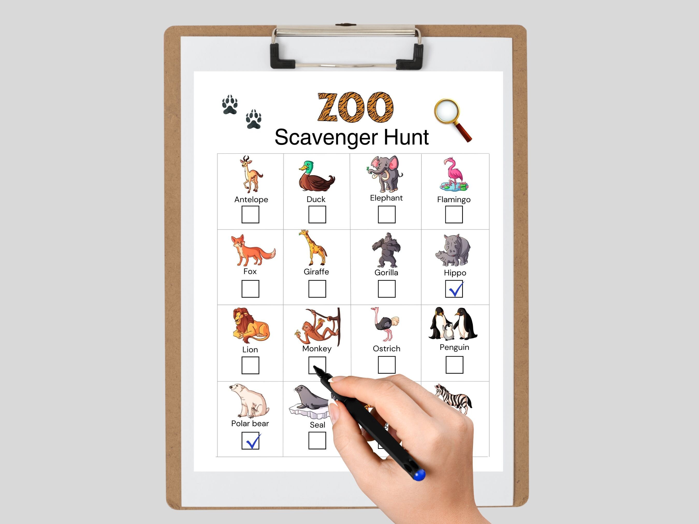 Zoo Scavenger Hunt, Printable Zoo Treasure Hunt, Animal Scavenger Hunt ...