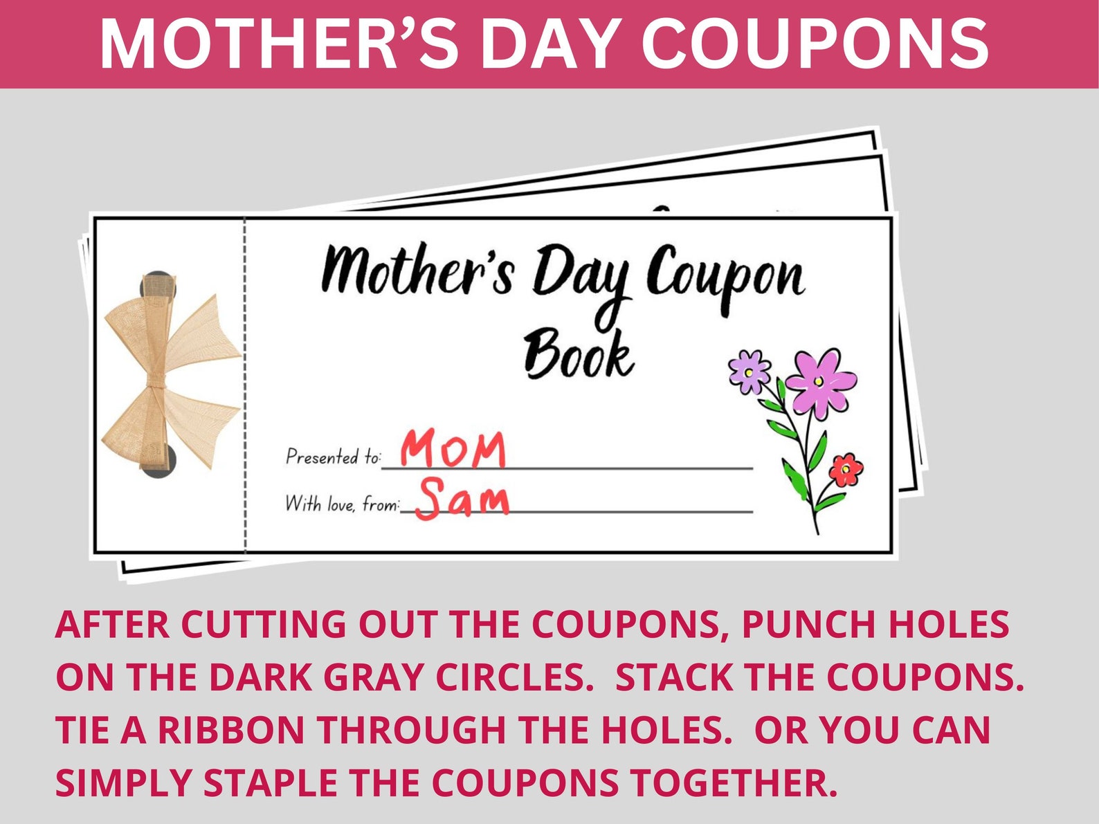 Mother's Day Coupon Book Printable Mother's Day Coupons, Mother's Day ...