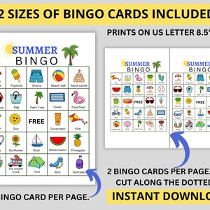 Summer Bingo Game: 30 Unique Cards, Classroom or Party (digital ...