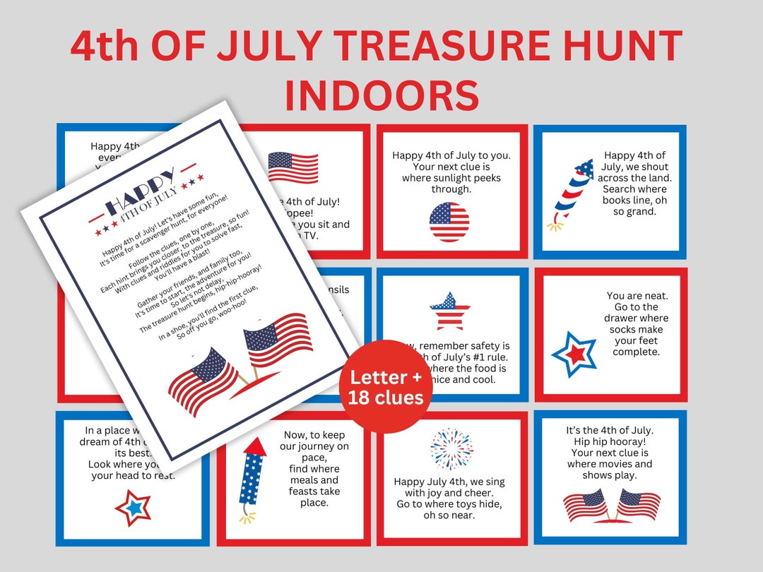4th of July Scavenger Hunt for Kids Fourth of July Treasure Hunt ...