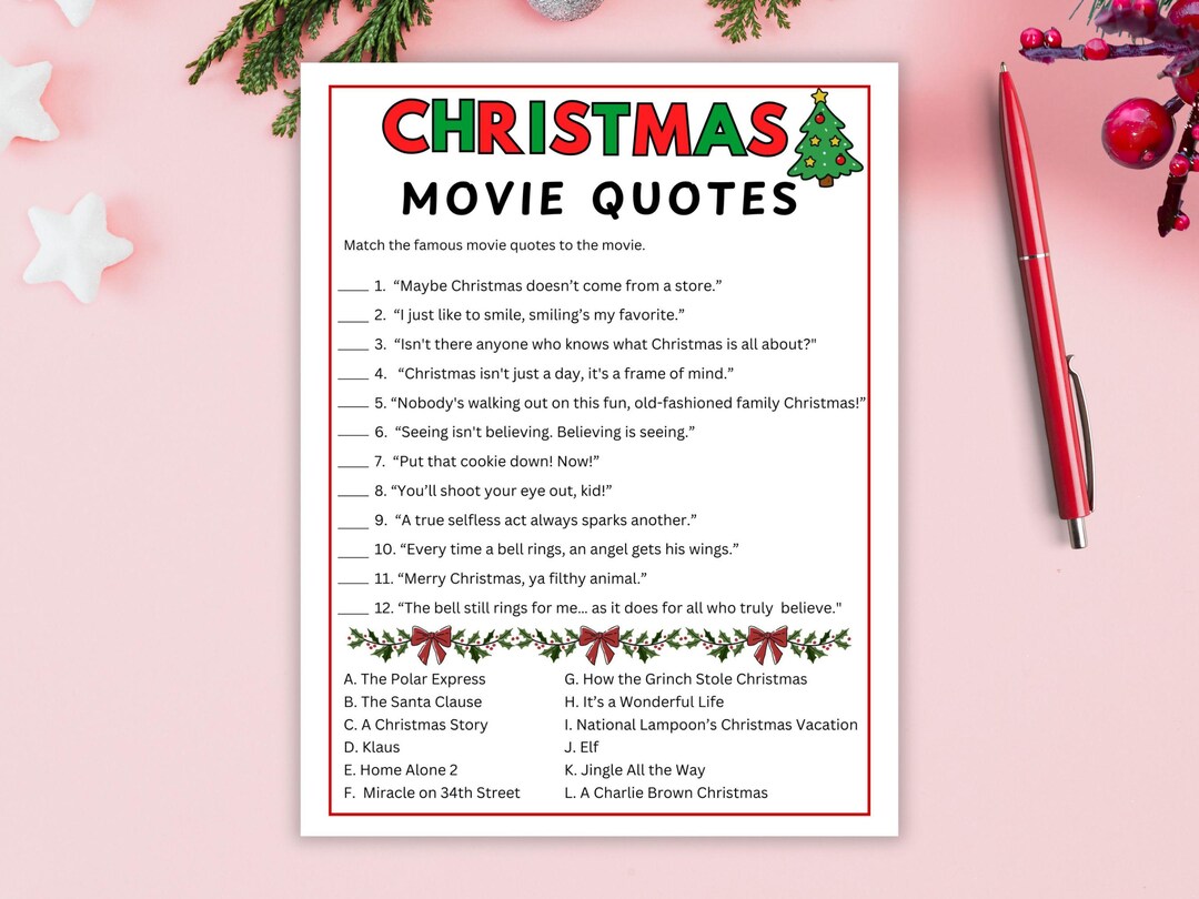 Christmas Movie Quotes Trivia Game, Holiday Party Game - Etsy