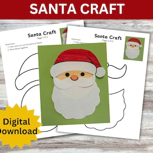 Santa Craft for Kids, Printable Christmas Craft, Santa Claus Craft ...