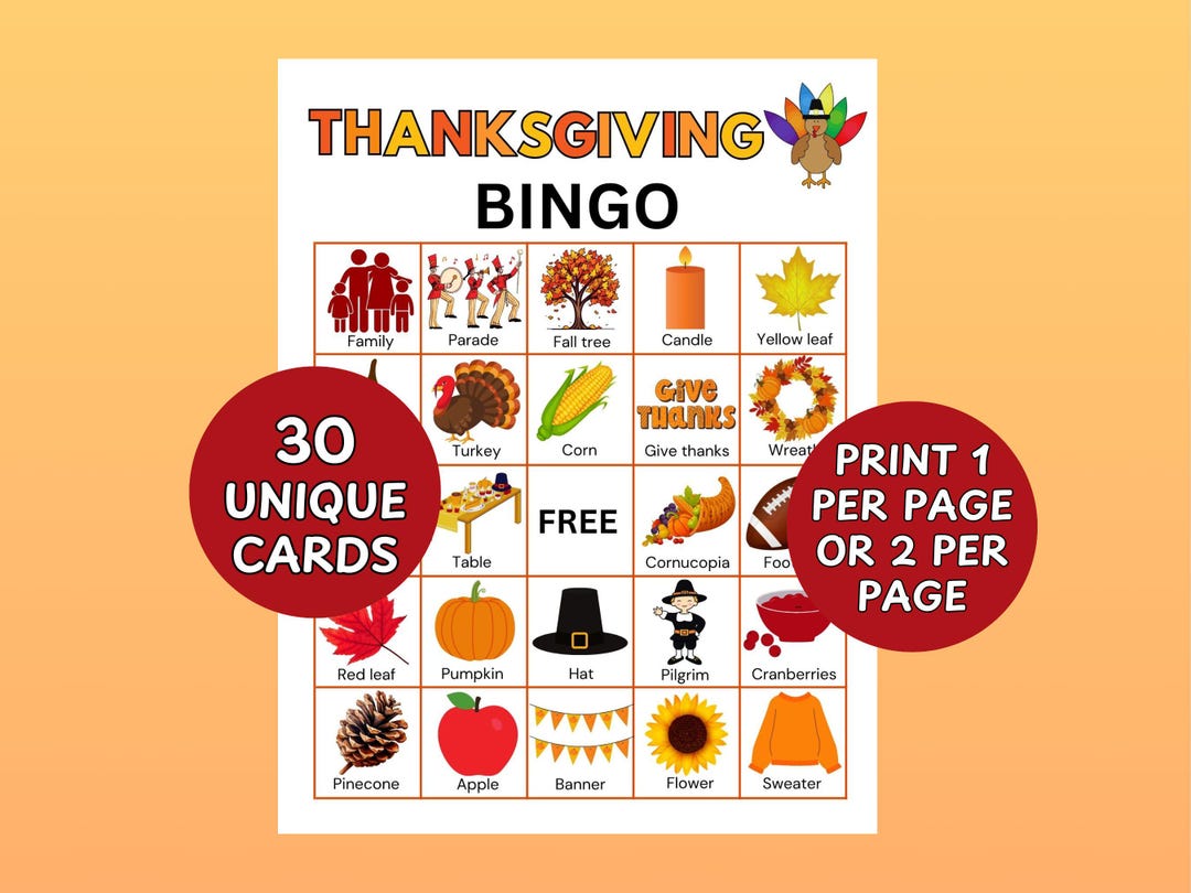 Thanksgiving Bingo Game, Fall Party Activity - Etsy