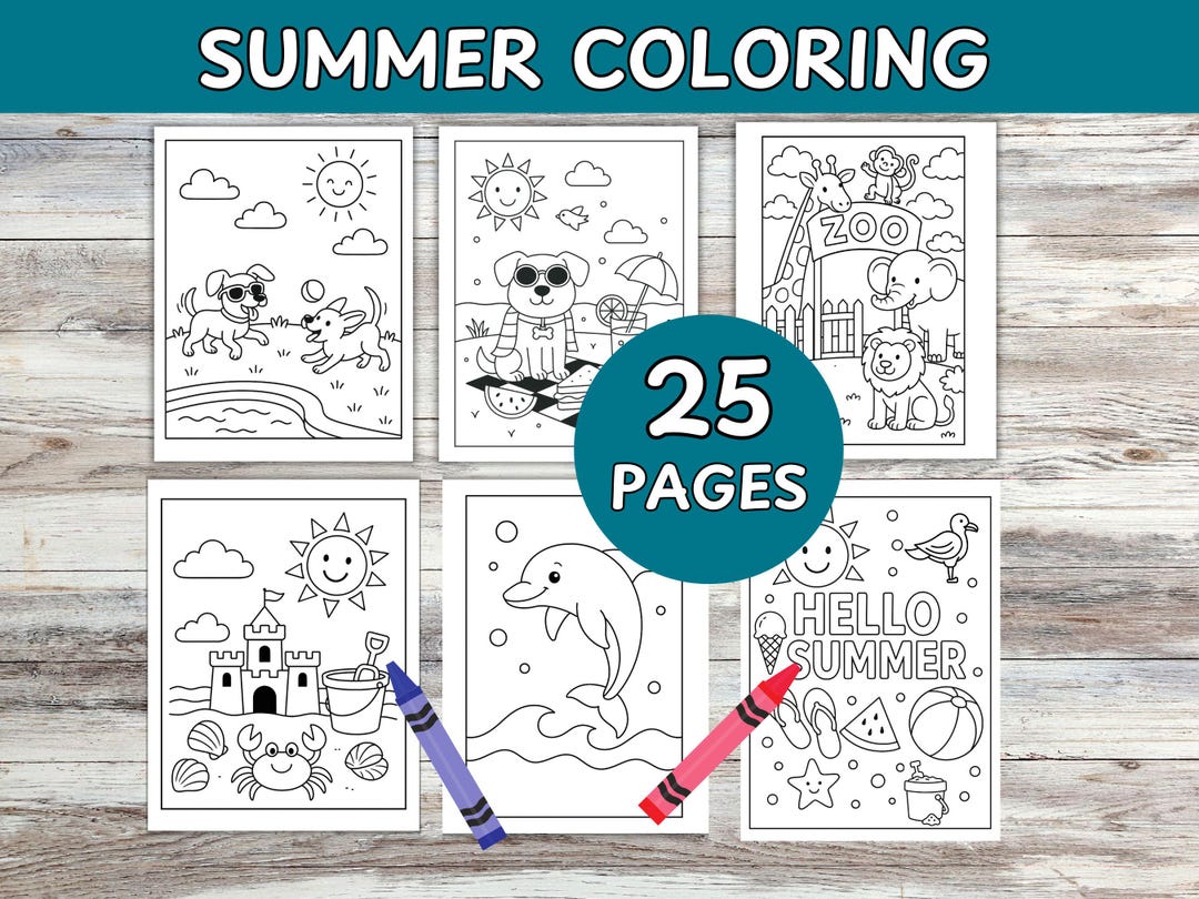 Summer Coloring Pages: 20 Fun Kids Activities (digital Download) - Etsy