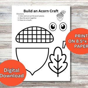 Build an Acorn Craft: Printable Fall Kids Activity (PDF Download - Etsy
