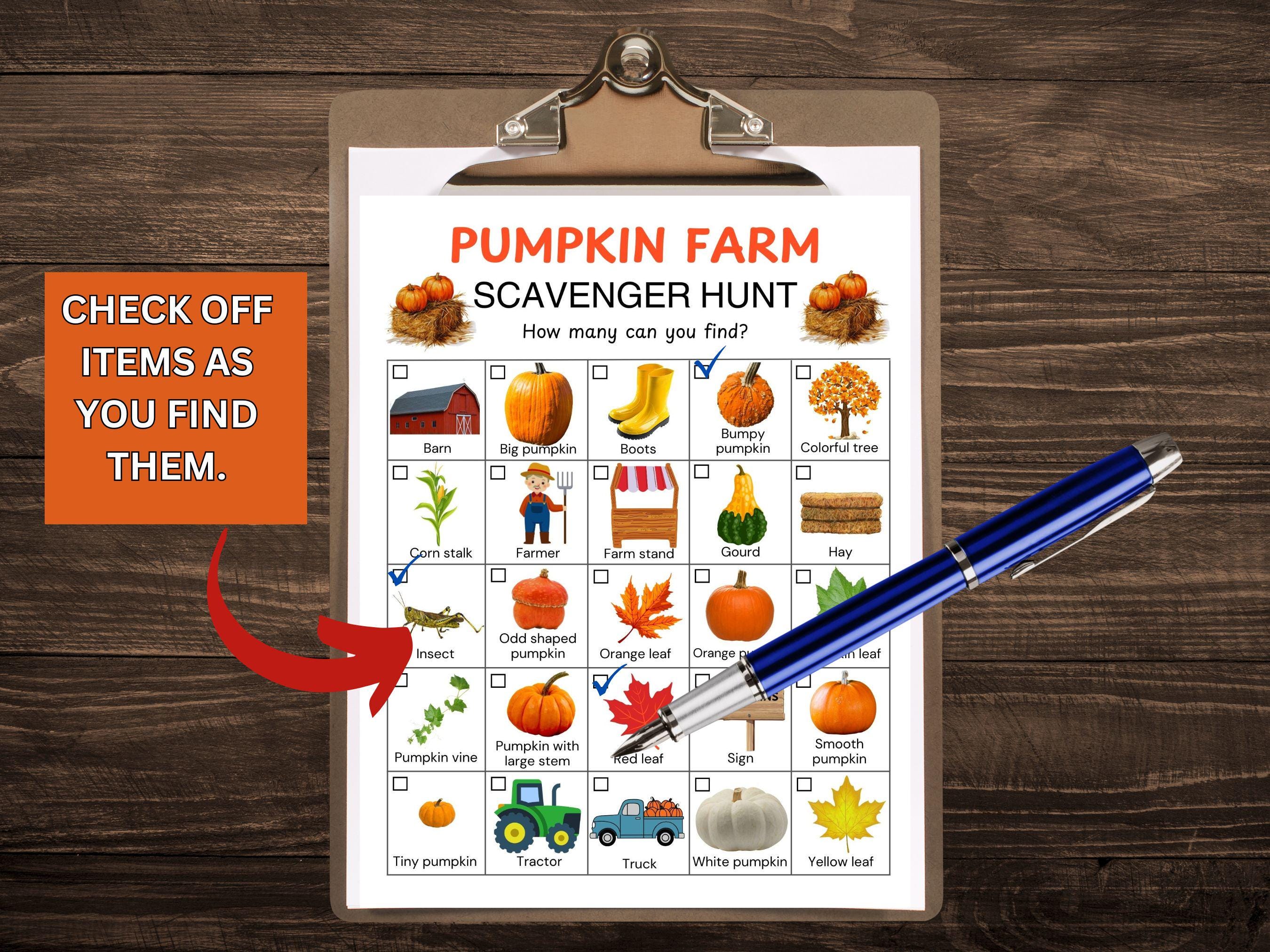 Pumpkin Farm Scavenger Hunt: Printable Fall Kids Activity (PDF Download ...