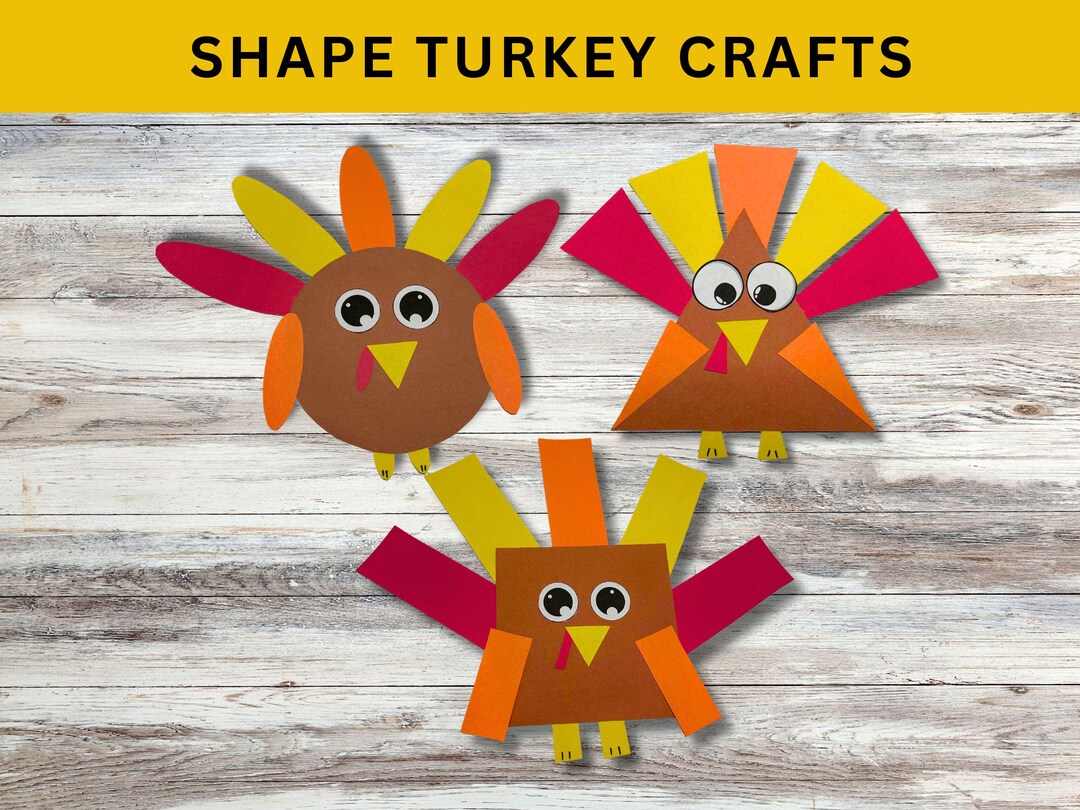 Shape Turkey Craft for Kids, Thanksgiving Crafts, Printable Turkey ...