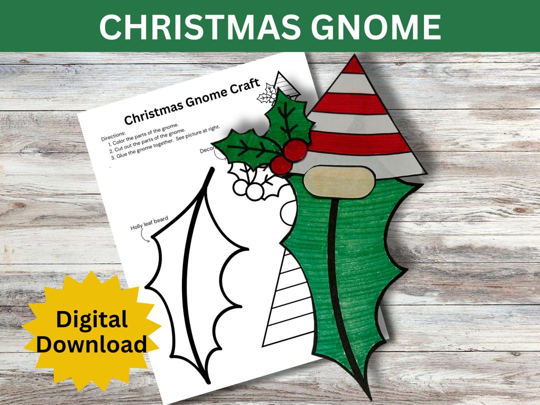 Christmas Gnome Craft for Kids: Printable Coloring Activity (PDF) - Etsy