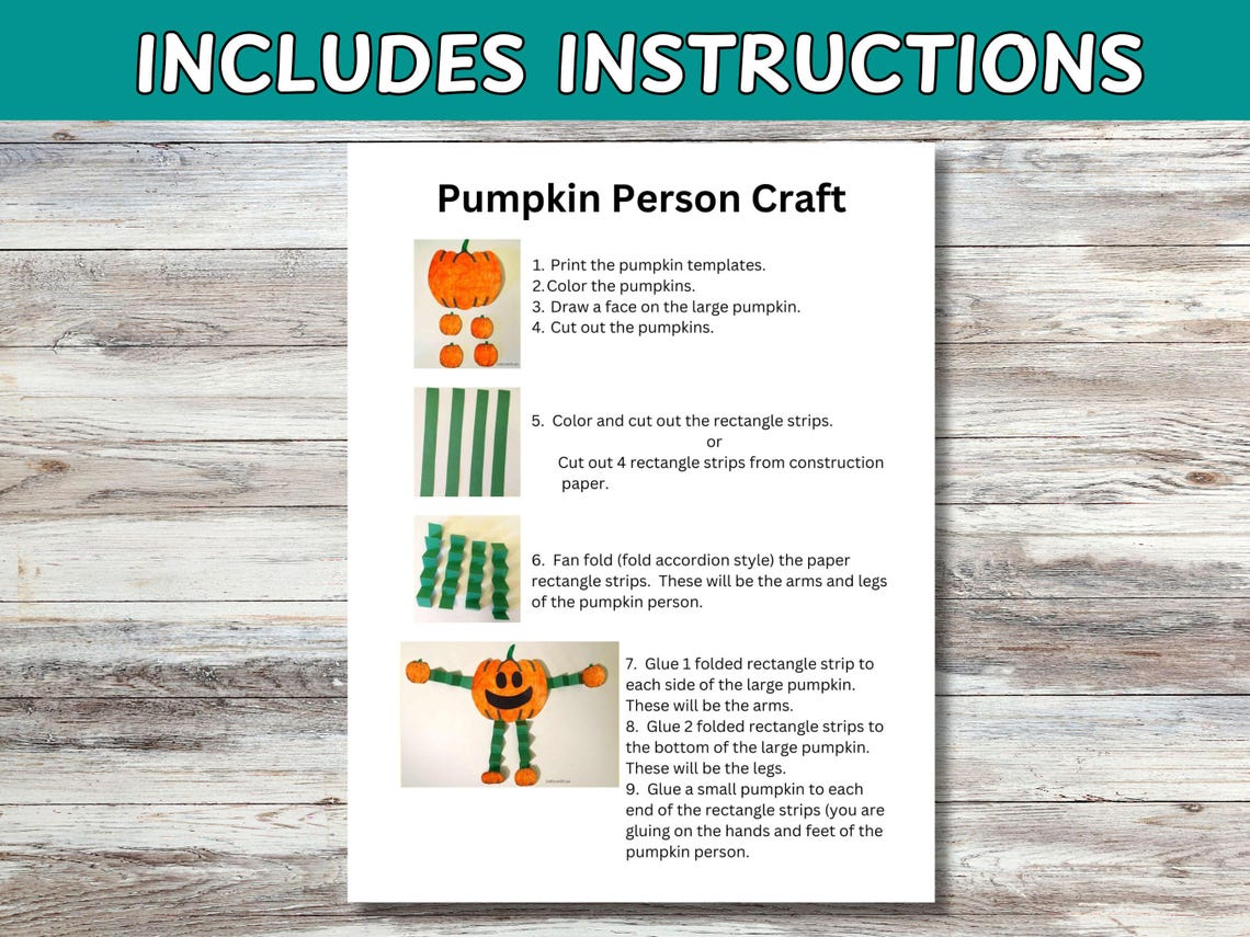 Printable Pumpkin Person Craft: DIY Halloween Activity (PDF) - Etsy