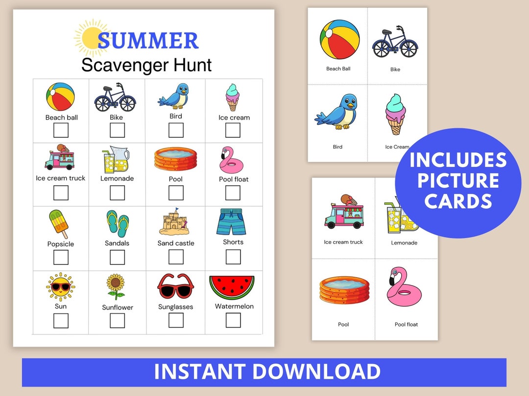 Summer Scavenger Hunt Printable Summertime Scavenger Hunt, Summer Game ...