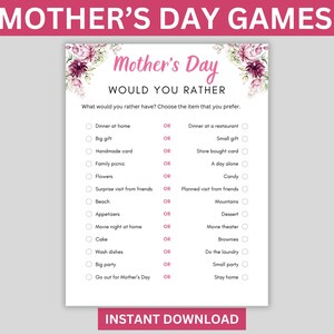 Mother's Day Games Printable Mother's Day Party Games, Mother's Day ...