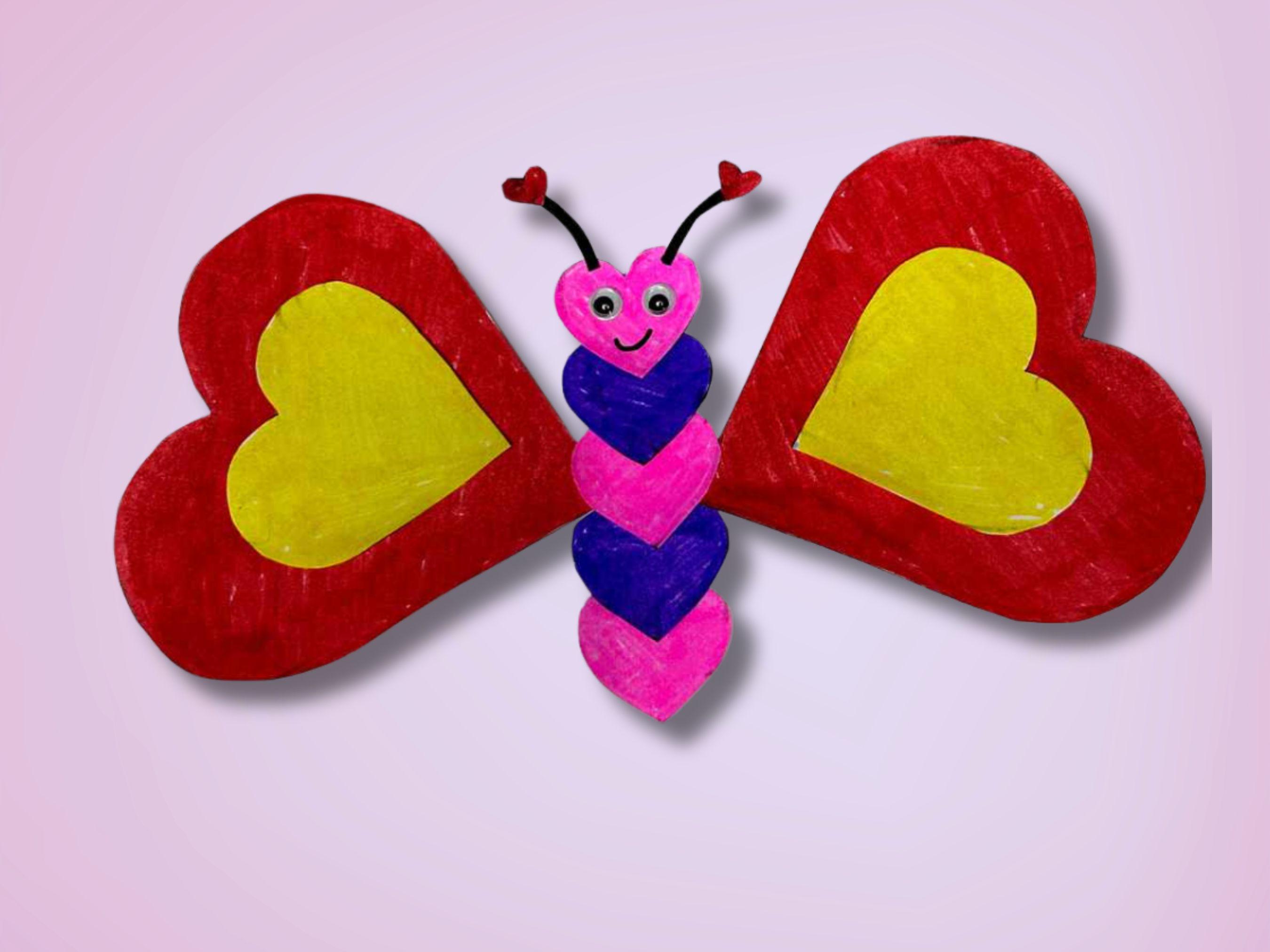 Heart Butterfly Craft: Valentine's Day Kids Activity (PDF Pattern) - Etsy