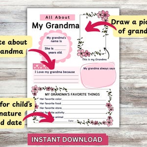 All About My Grandma, All About Grandma Questionnaire, Grandparent's ...