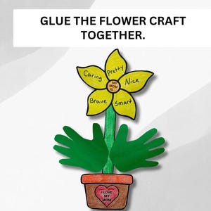 Mother's Day Handprint Flower Craft: Printable Coloring Page (PDF) - Etsy