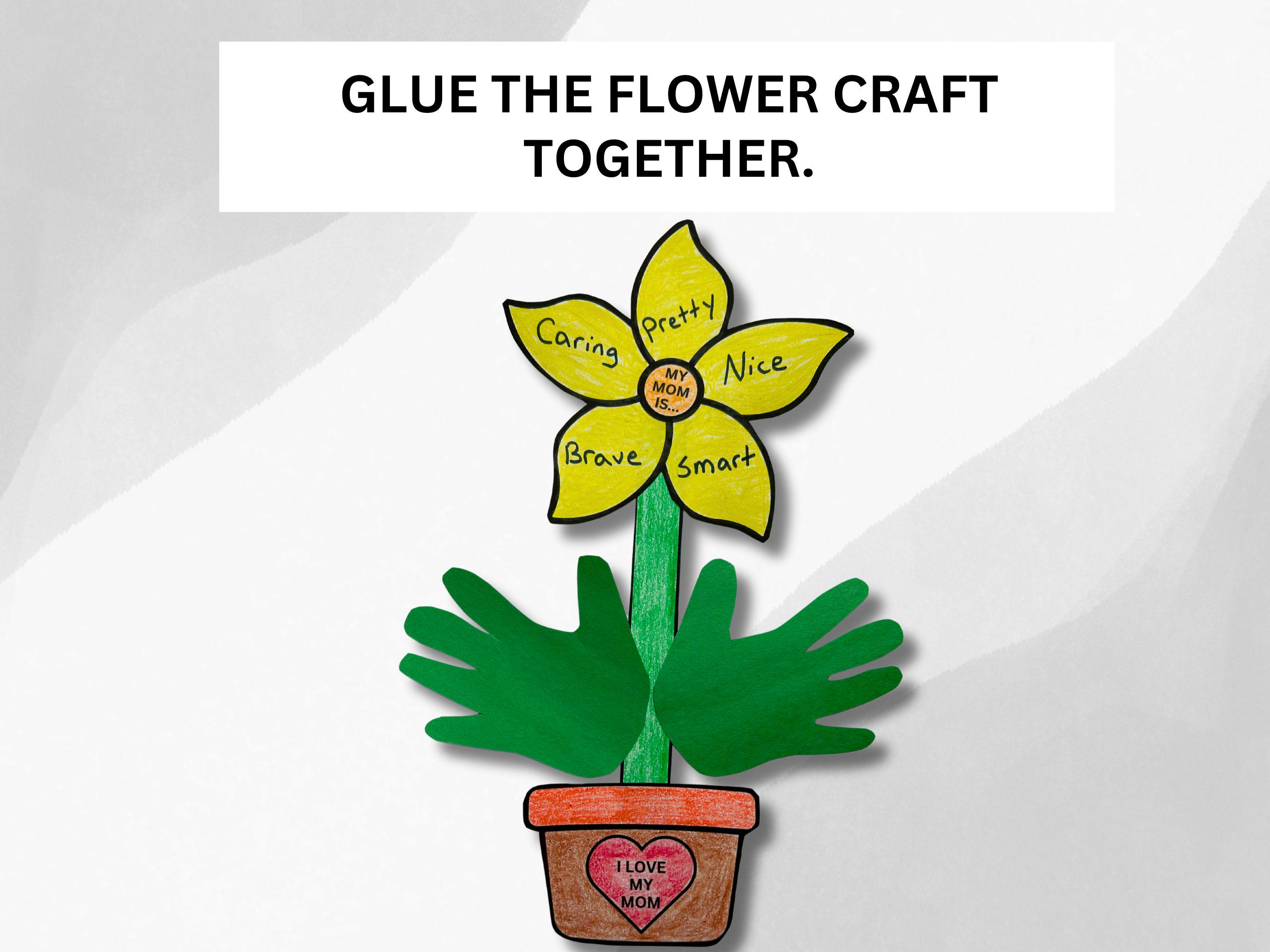 Mother's Day Handprint Flower Craft: Printable Coloring Page (PDF) - Etsy