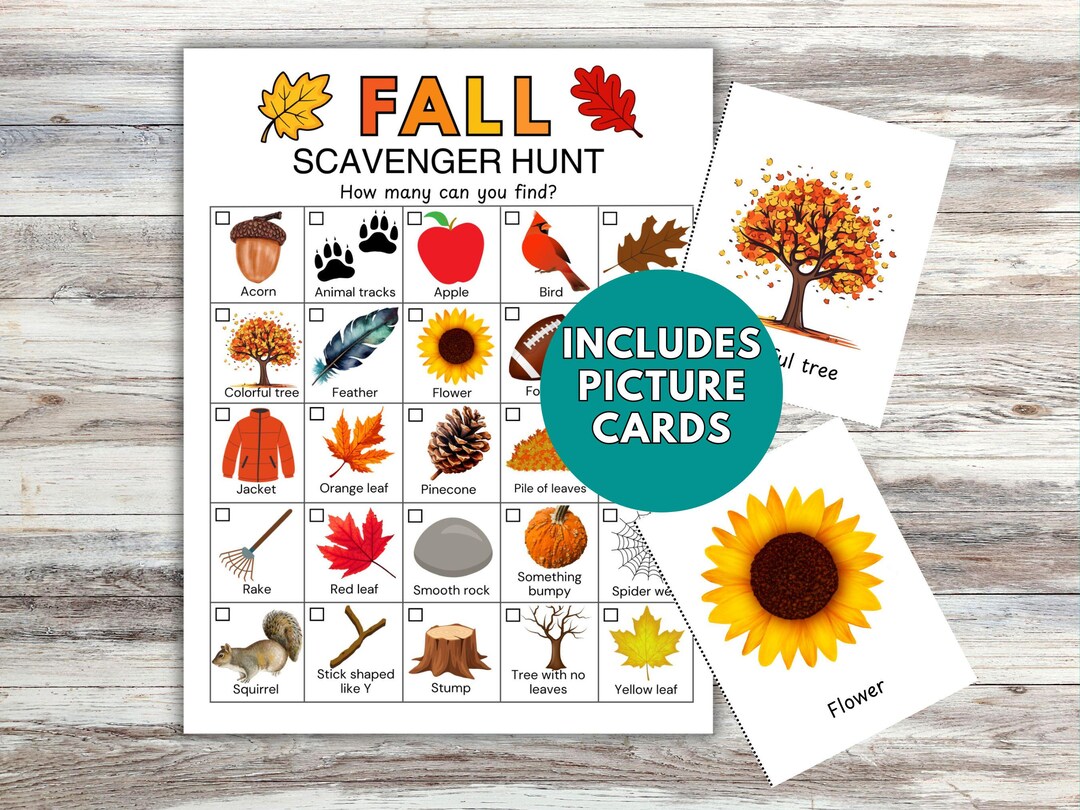 Fall Scavenger Hunt: Indoor & Outdoor Autumn Activity (digital Download ...