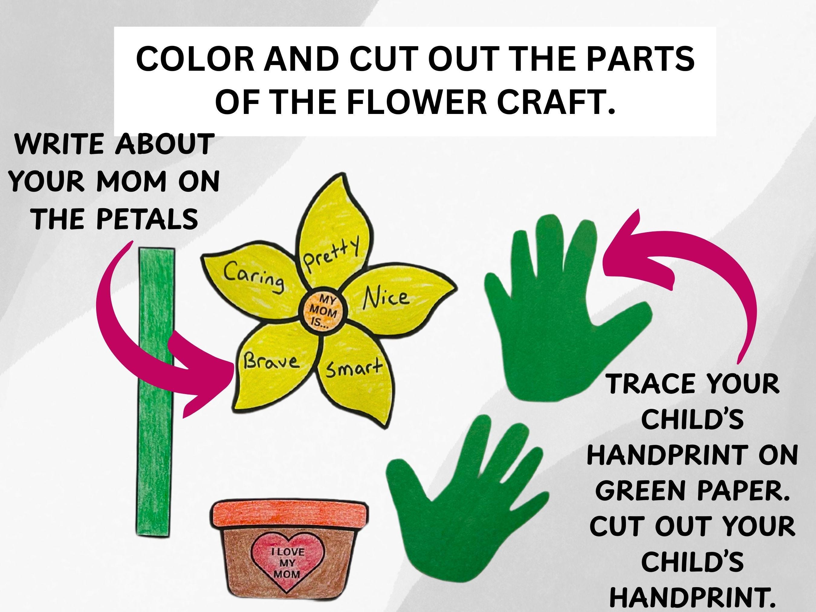 Mother's Day Handprint Flower Craft: Printable Coloring Page (PDF) - Etsy