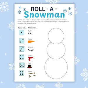 Roll A Snowman Game: Printable Winter Activity (PDF) - Etsy