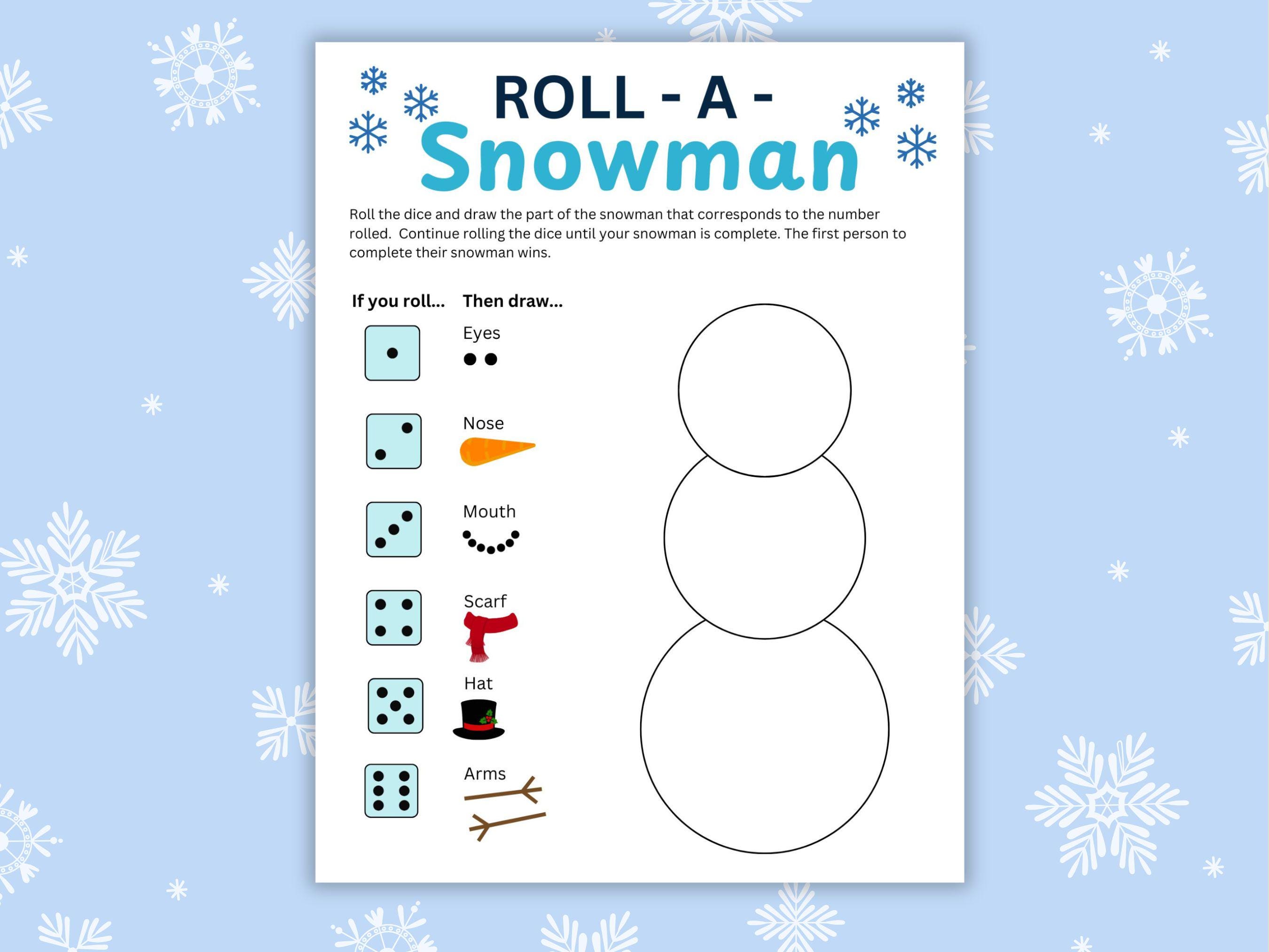Roll A Snowman Game: Printable Winter Activity (PDF) - Etsy
