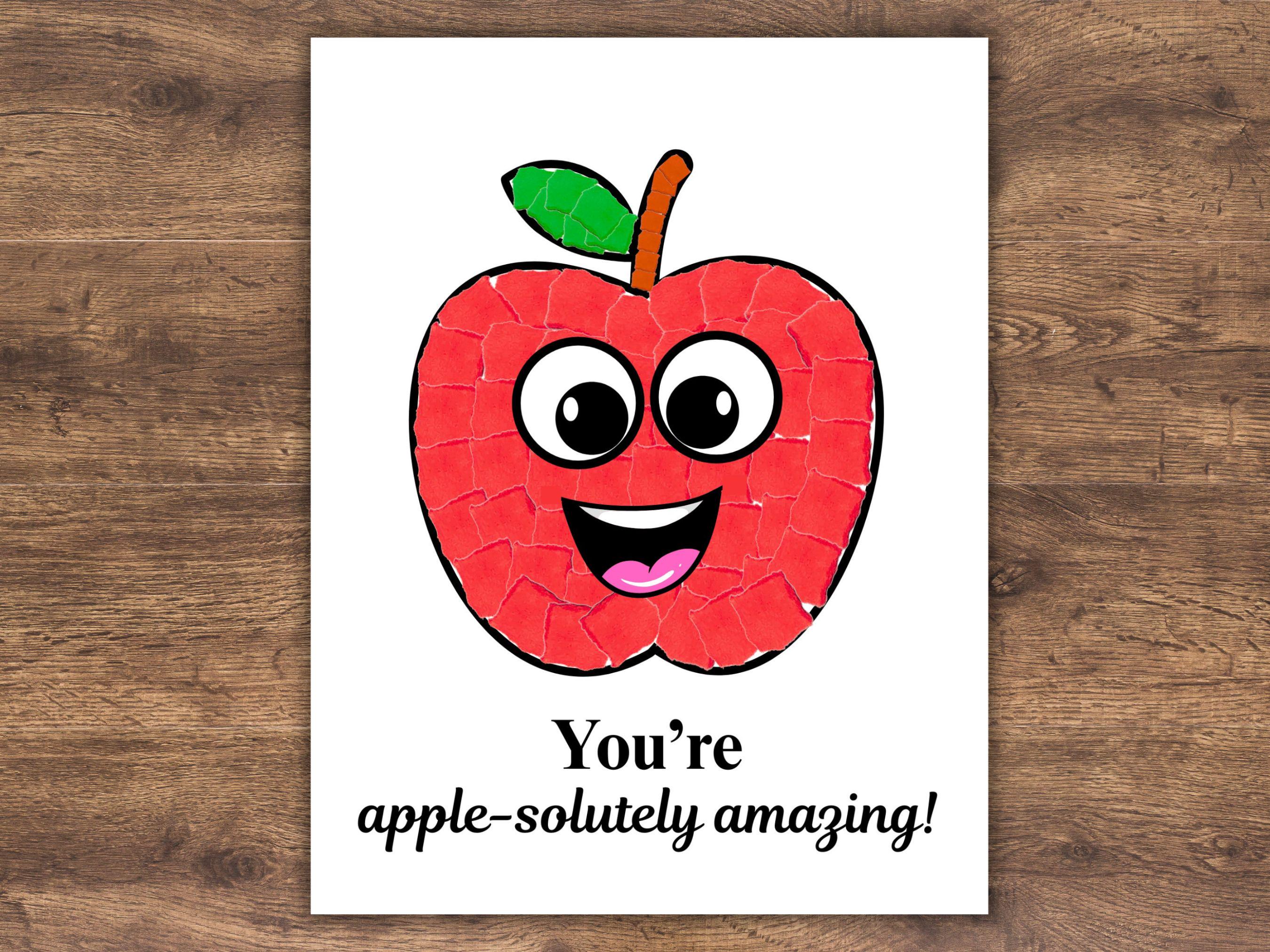 Torn Paper Apple Craft: Fall Activity, Preschool Template (digital ...