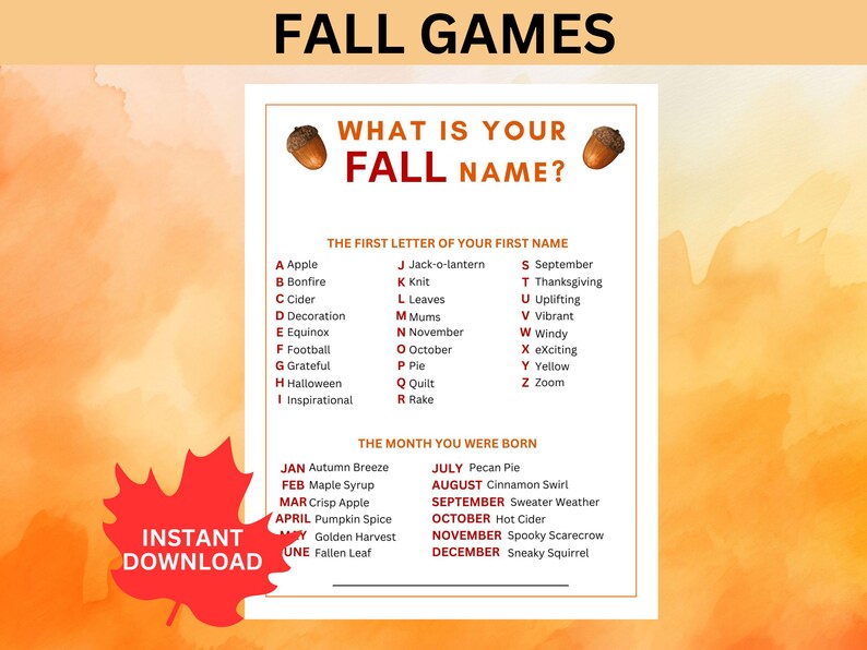 Fall Games, Fall Activities for Kids and Adults, Autumn Games, Fall ...