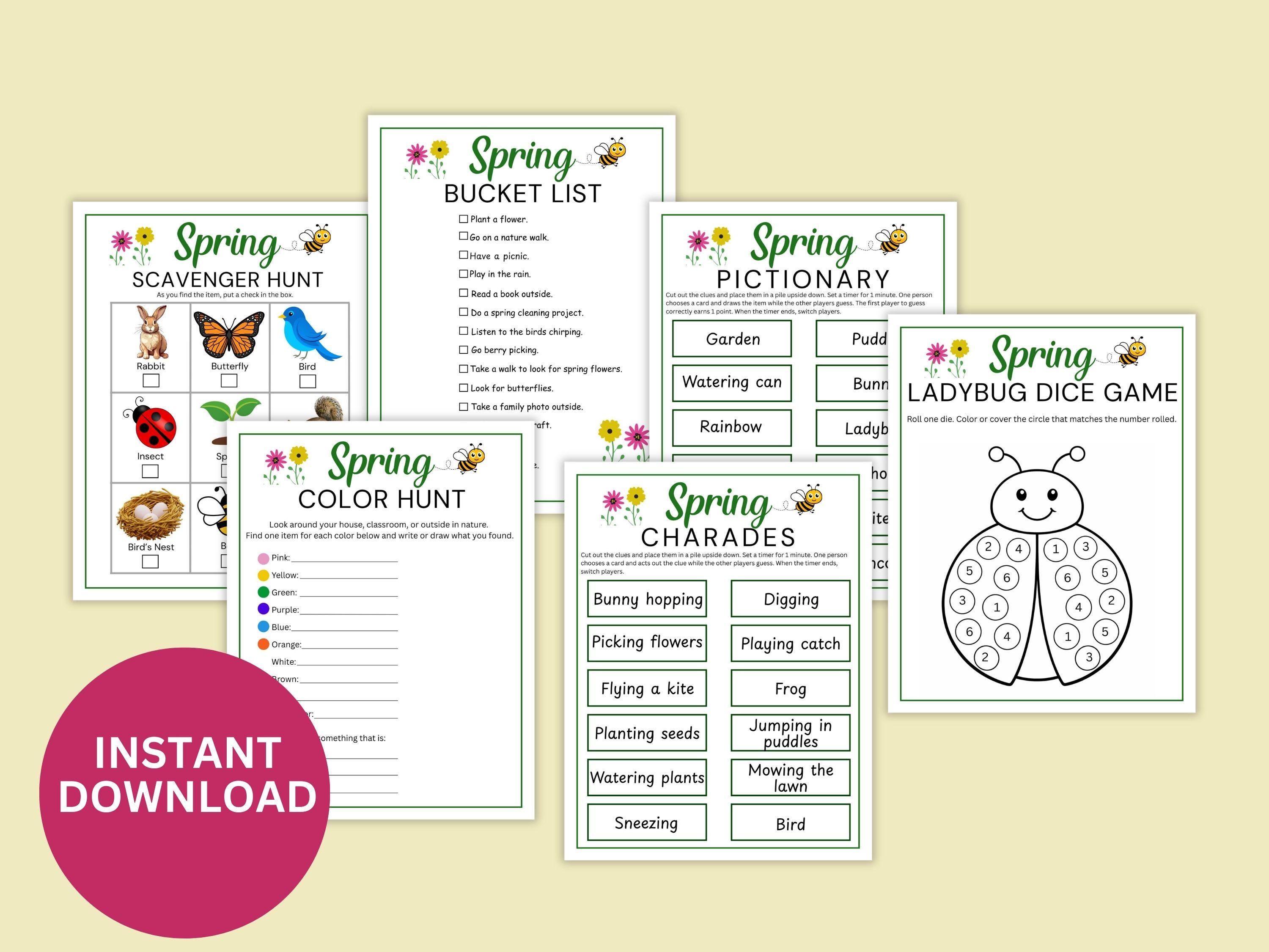 Spring Games Bundle for Kids, Teens, Adults, Party Games, Spring Break ...