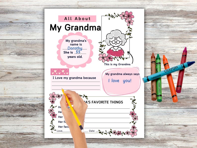 All About My Grandma, All About Grandma Questionnaire, Grandparent's ...