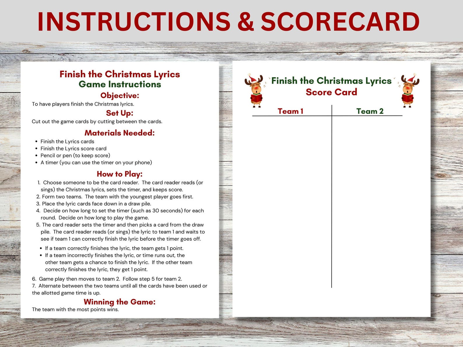 Christmas Carol Lyric Game: Printable Holiday Party Activity (PDF) - Etsy