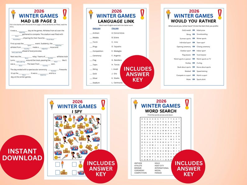 2026 Winter Games Bundle, Activities for International Winter Games in ...