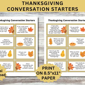 Thanksgiving Conversation Starters, Thanksgiving Conversation Cards ...