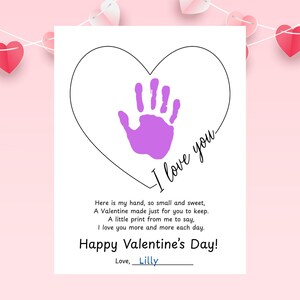 Valentine's Day Handprint Craft for Kids, Printable Valentine Keepsake ...