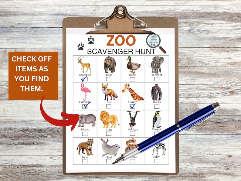 Zoo Scavenger Hunt for Kids, Zoo Activity, Zoo Game, Zoo Treasure Hunt ...