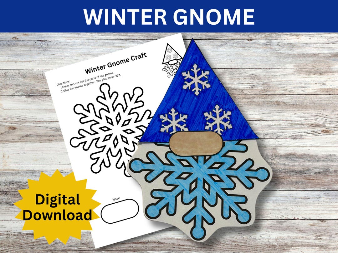 Winter Gnome Craft for Kids, Printable Winter Craft, Winter Activity ...