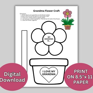 Handprint Flower Craft for Grandma: Keepsake Gift (PDF Pattern) - Etsy
