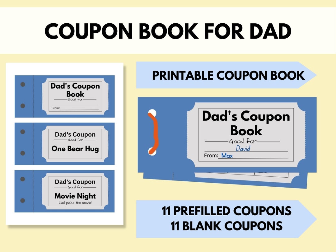 Father's Day Coupon Book Printable, Birthday Coupon Book for Dad ...